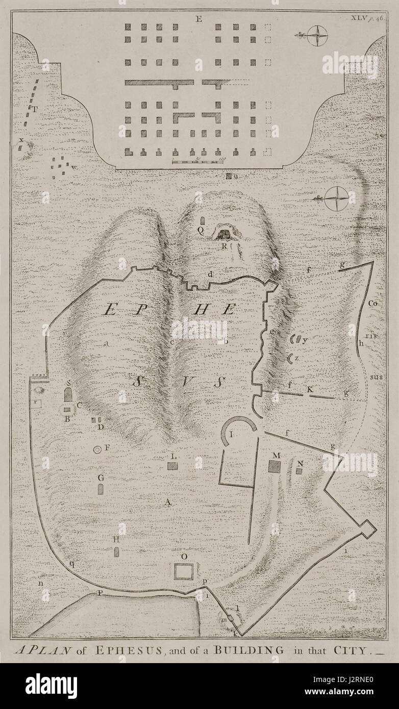 This 1745 map by Richard Pococke provides a detailed plan of Ephesus ...
