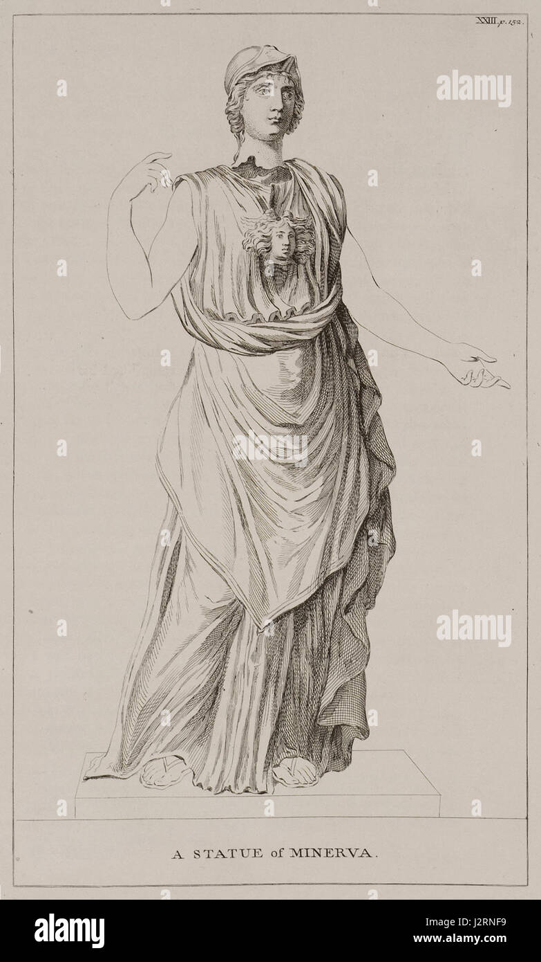 This 1745 illustration by Richard Pococke depicts a statue of Minerva ...