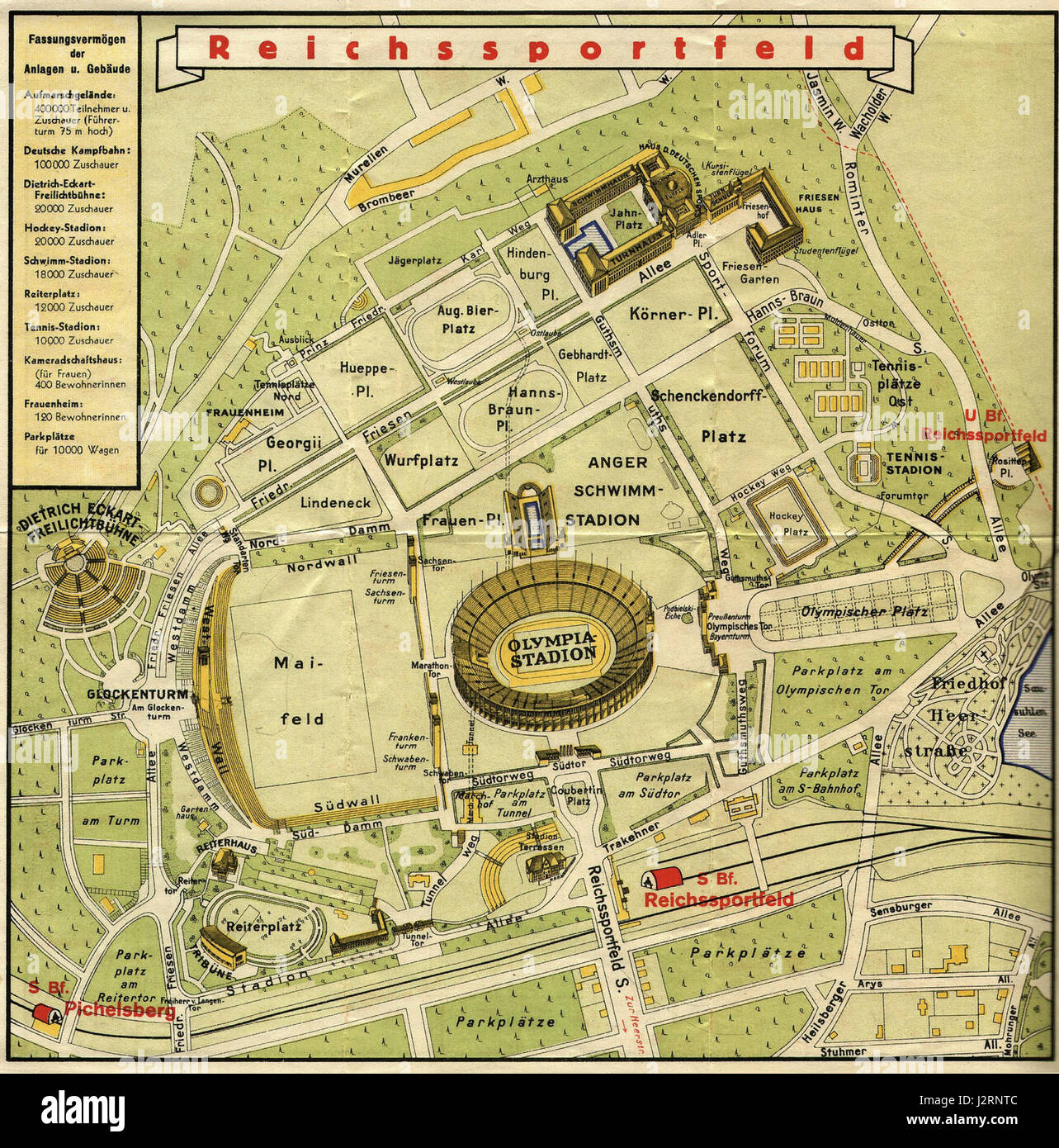 1936 Summer Olympics Reichssportfeld map Stock Photo - Alamy