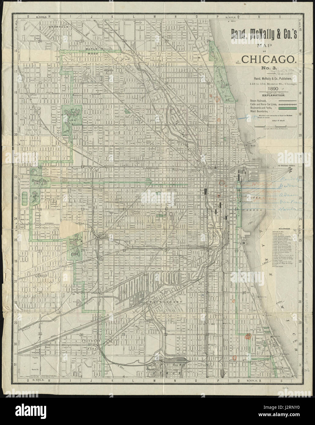 1890 Chicago map by Rand McNally Stock Photo - Alamy