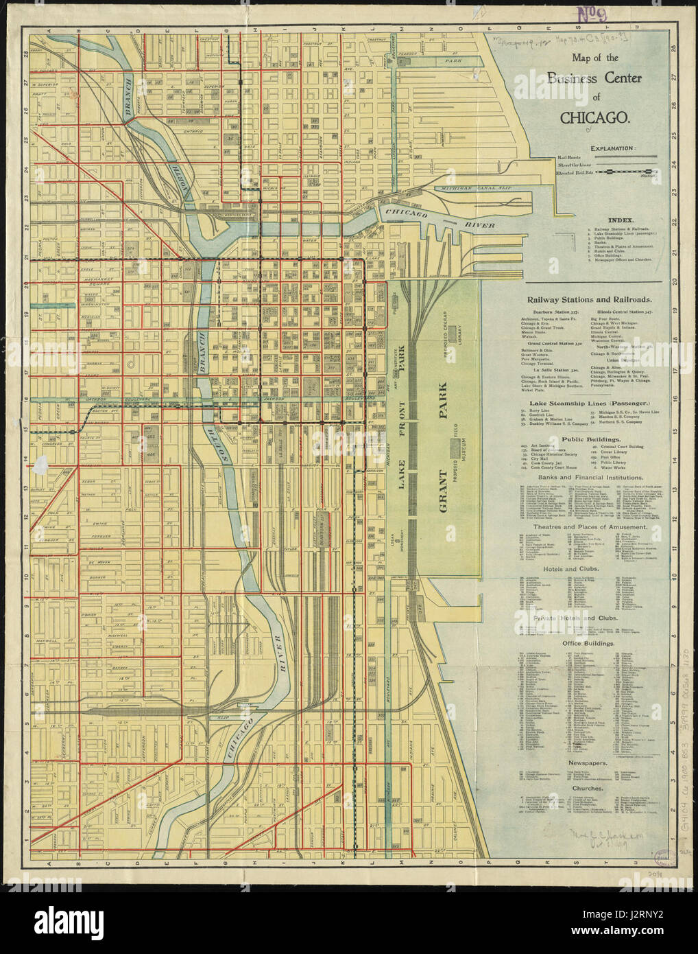 1900 Map of the business center of Chicago Stock Photo - Alamy