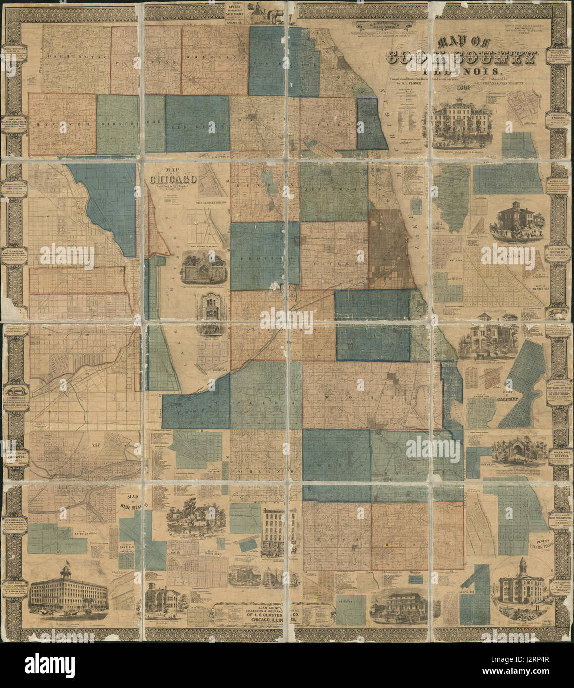 Van Vechten's 1862 map of Cook County provides a detailed ...