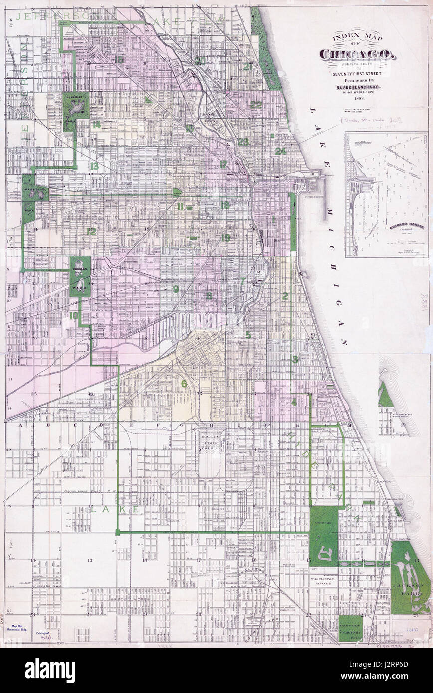 1880s chicago map hi-res stock photography and images - Alamy