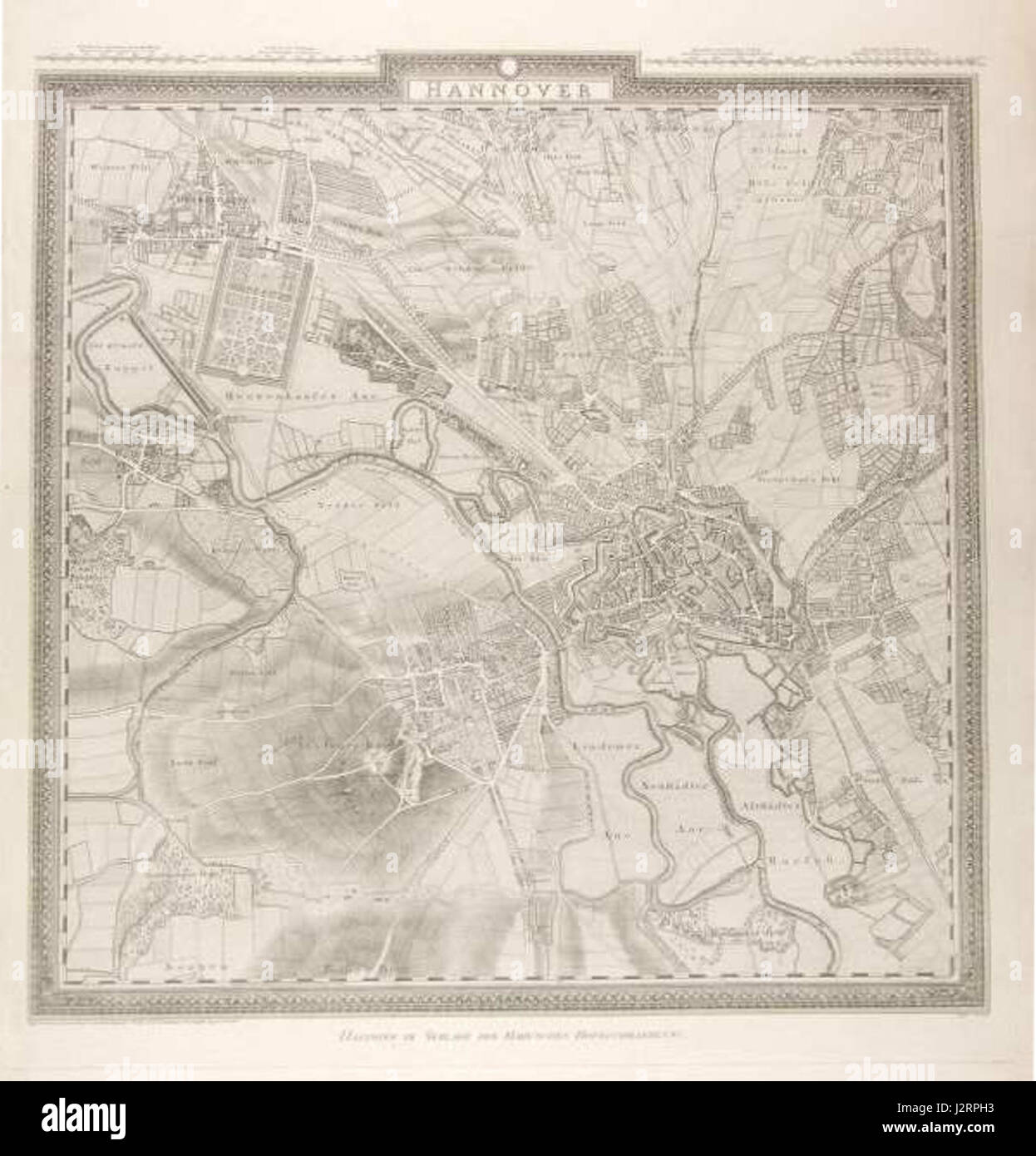 1807 Hanover map city map with surrounding area copper engraving by ...