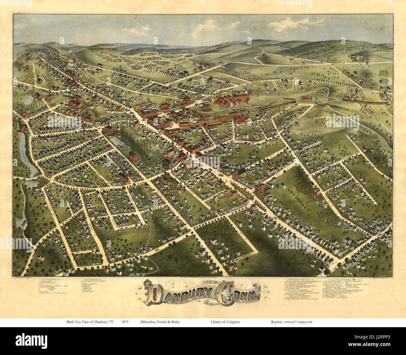 Vintage map of danbury hi-res stock photography and images - Alamy
