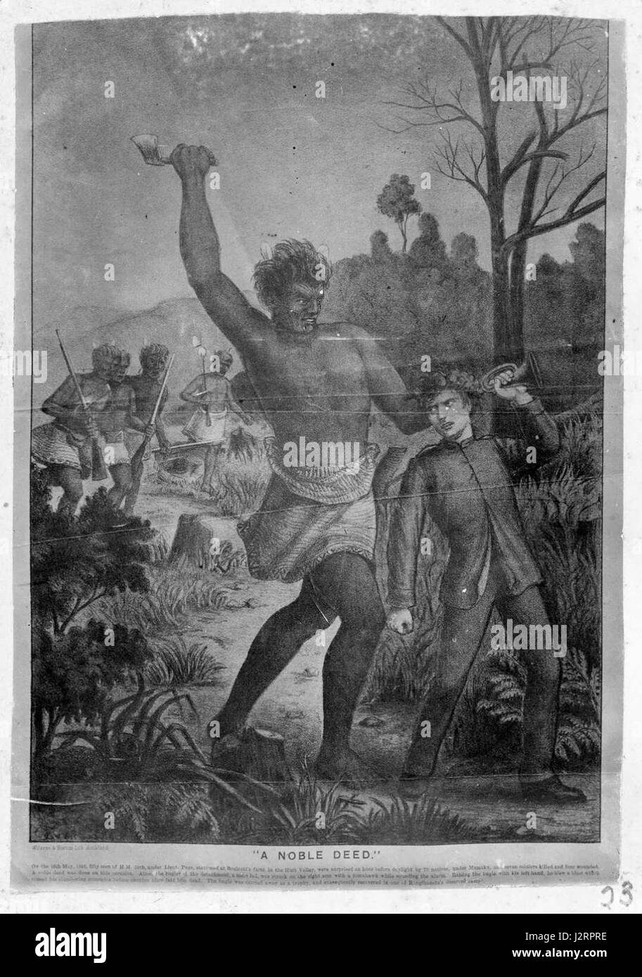 The photograph titled 'A Noble Deed' depicts a lithograph of an ...
