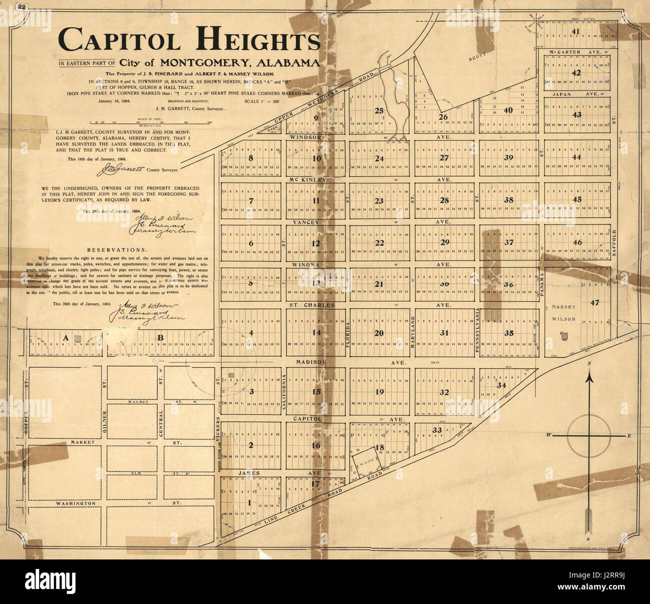The 1904 map of Capitol Heights, Montgomery, Alabama, provides a ...