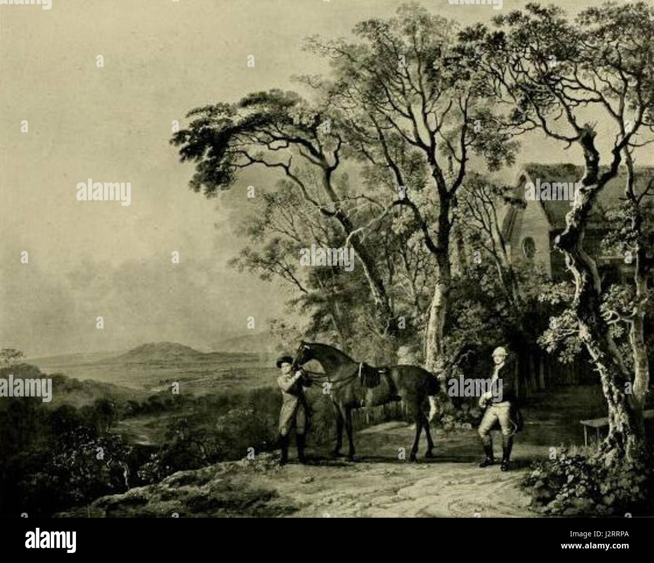 This hunting portrait features a figure in traditional attire, set ...