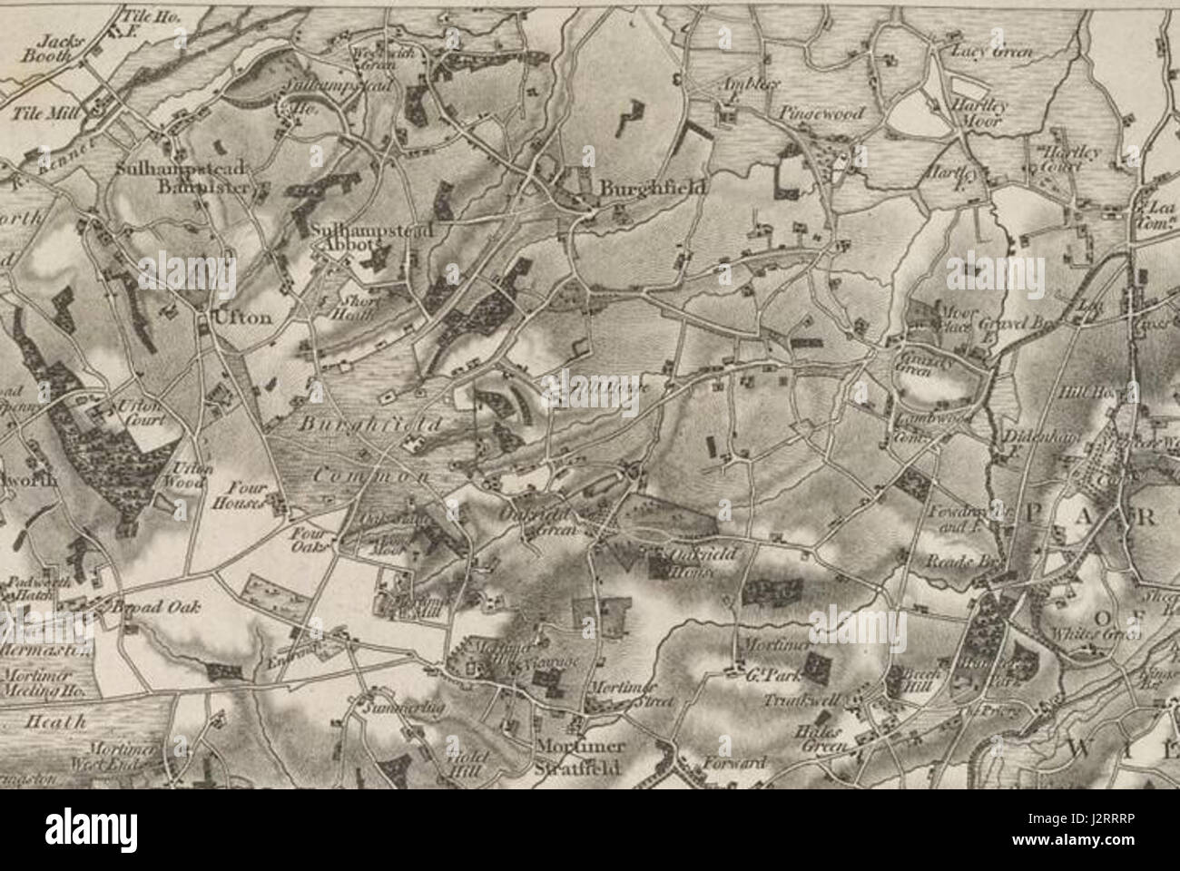 An ordnance survey map from 1817 depicting geographical features, land ...