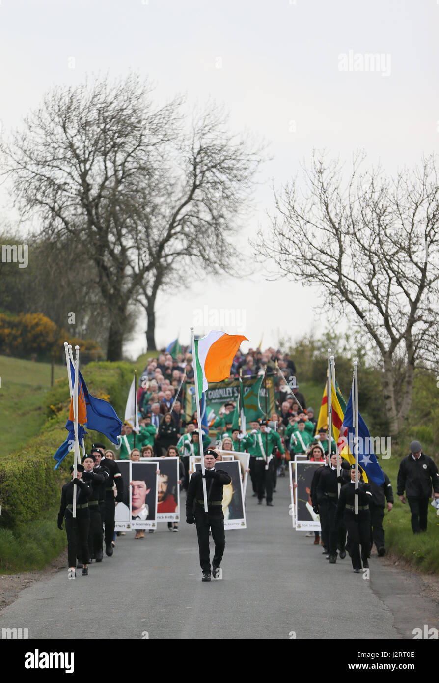 Marchers commemorating the 30th anniversary of the shooting dead of ...