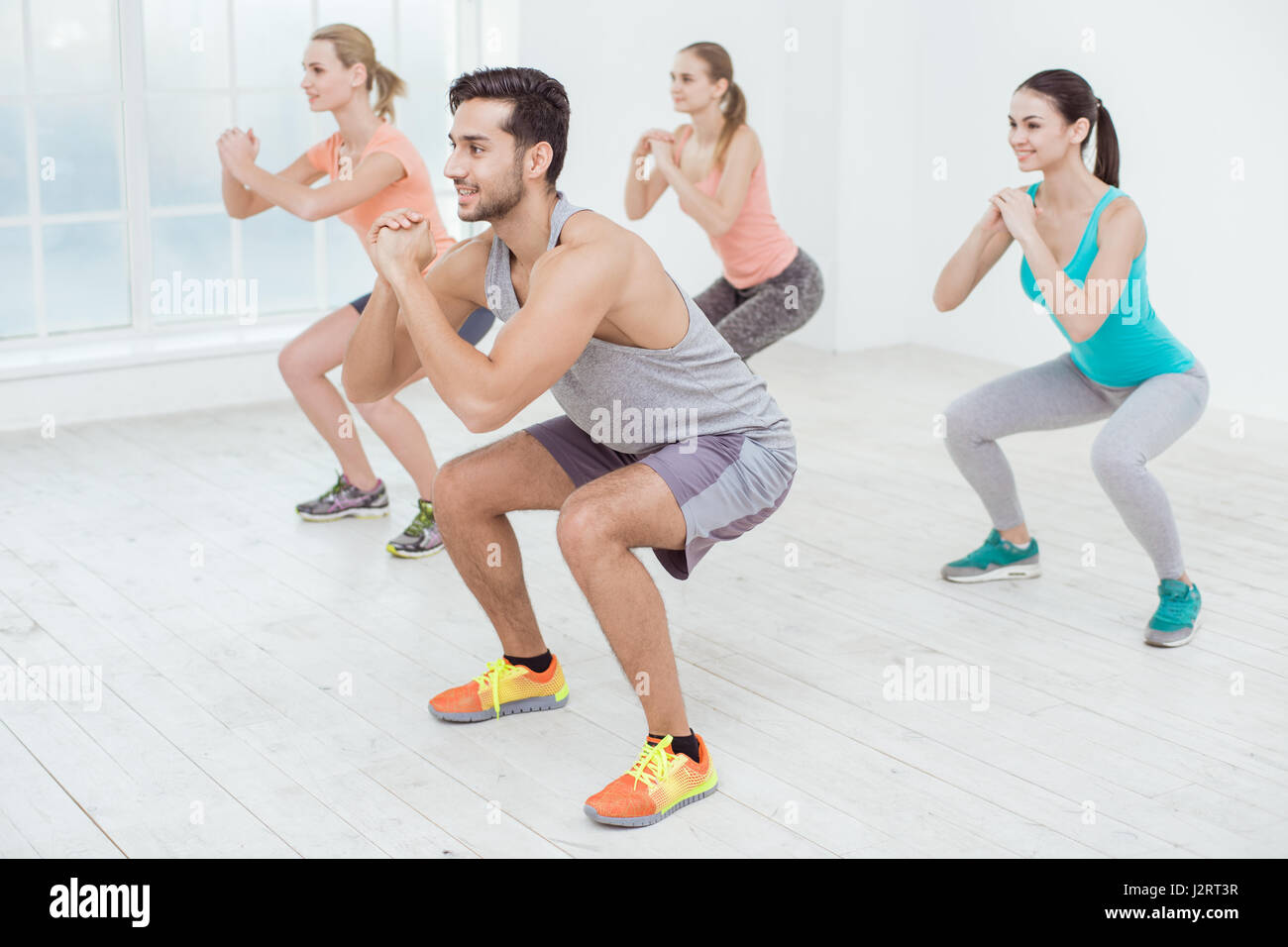 Young People Exercise Together Healthy Lifestyle Concept Stock Photo ...
