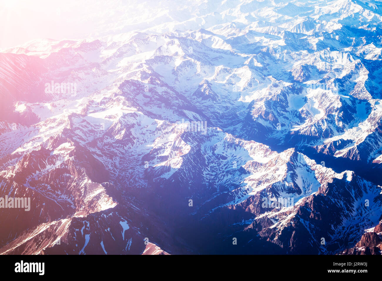 Aerial view of the mountains in blue color Stock Photo - Alamy