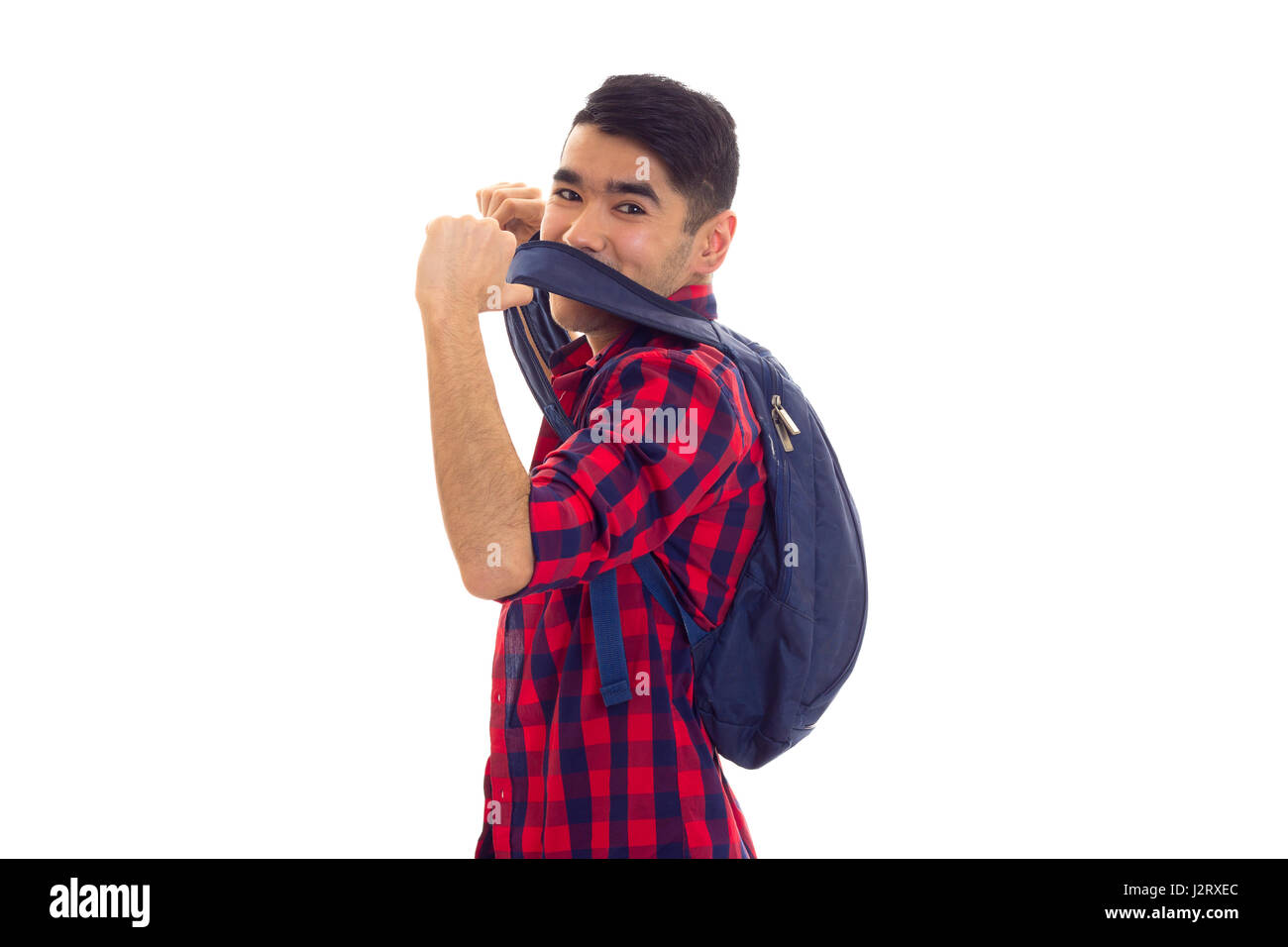 Young man with backpack Stock Photo - Alamy