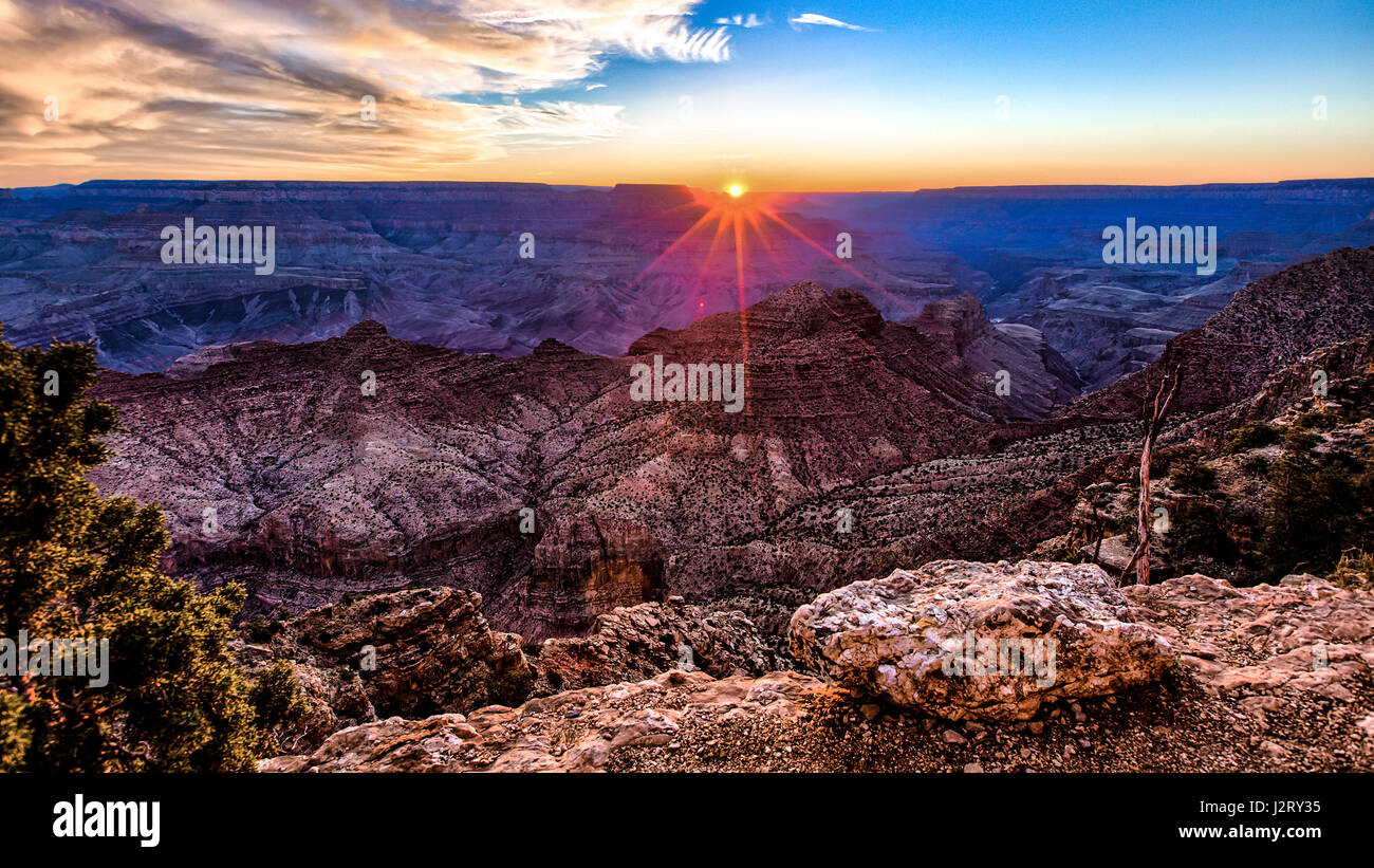 Sunset in the canyon Stock Photo - Alamy
