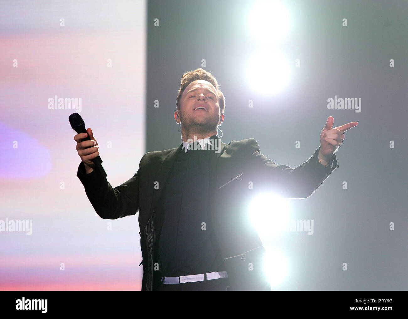 Olly Murs performs on stage during his first night at the O2 Arena in ...