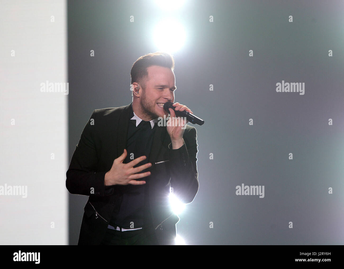 Olly Murs performs on stage during his first night at the O2 Arena in ...