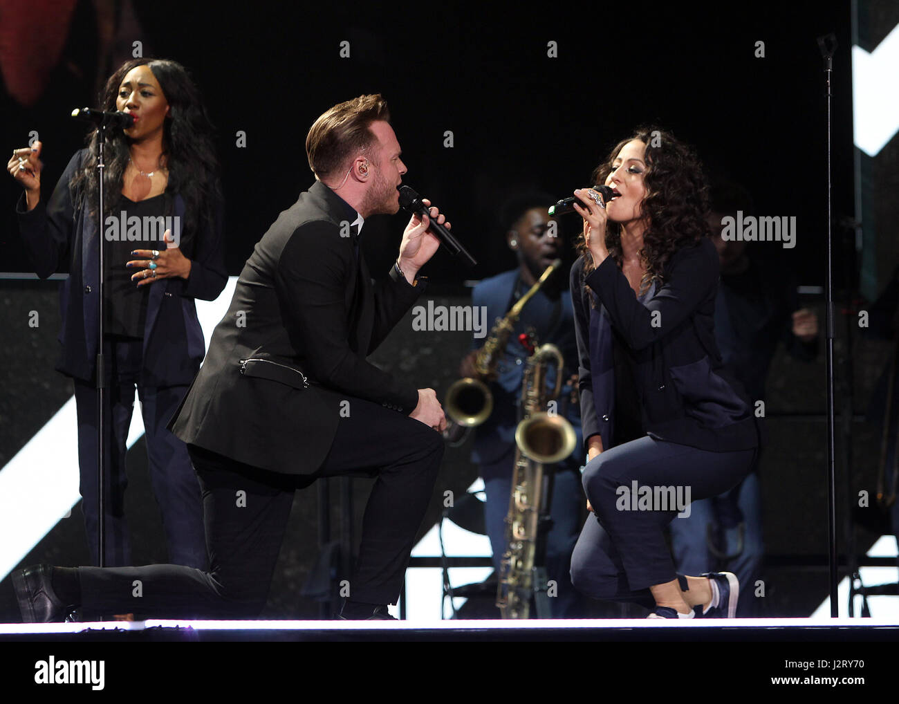 Olly Murs performs on stage during his first night at the O2 Arena in ...