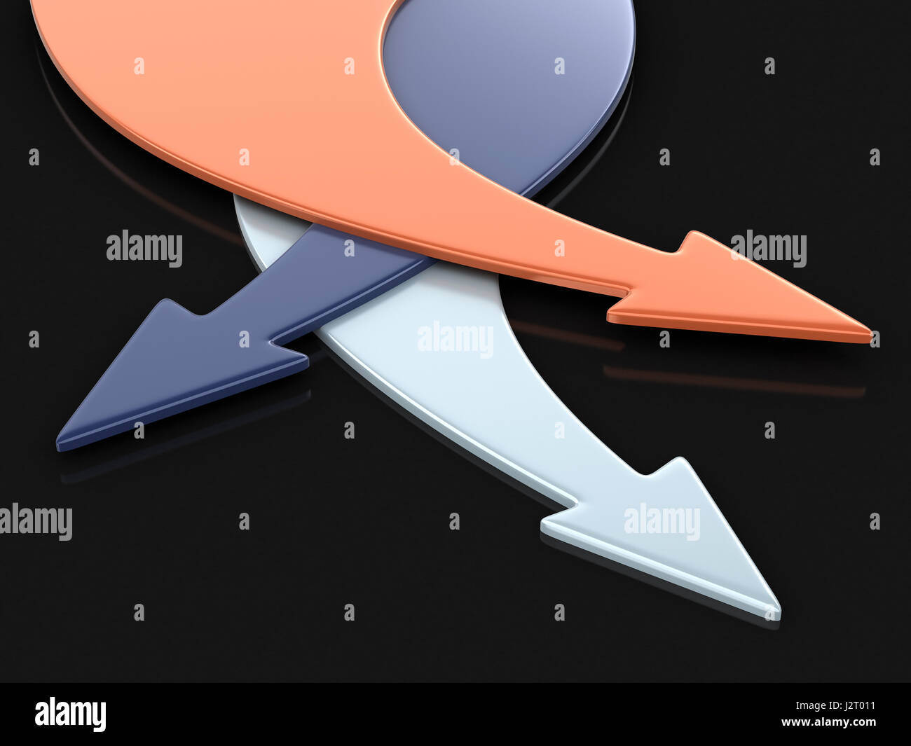 3d image of arrows in three directions. Image with clipping path Stock ...