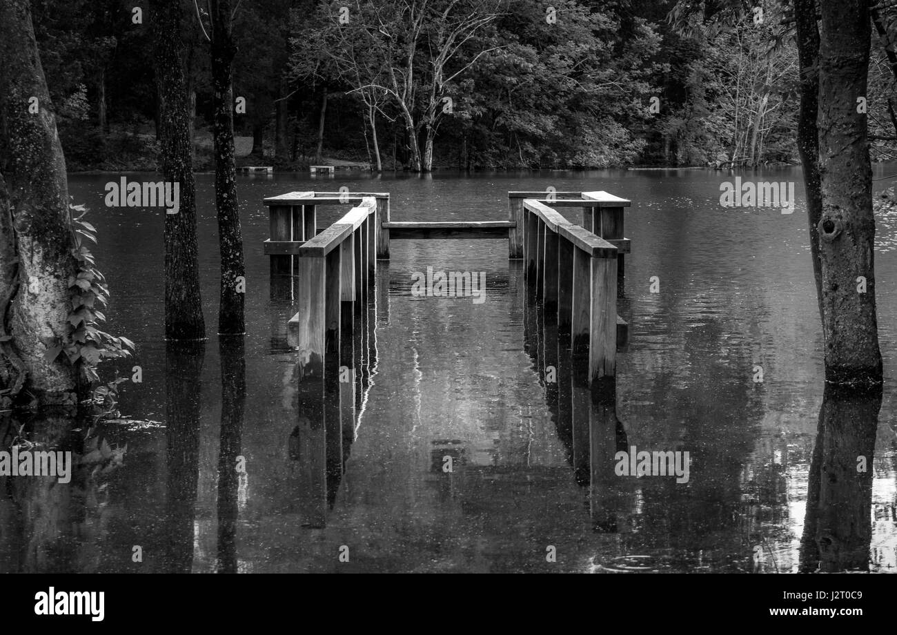 Flooded Dock in Lake Stock Photo - Alamy
