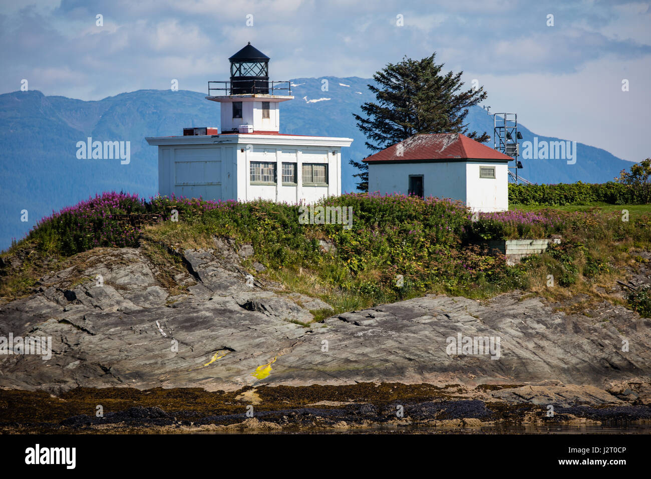 Point Retreat Lighthouse in Alaska Stock Photo - Alamy