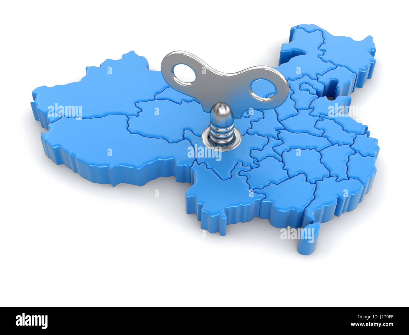 Map of China with winding key. Image with clipping path Stock Photo - Alamy