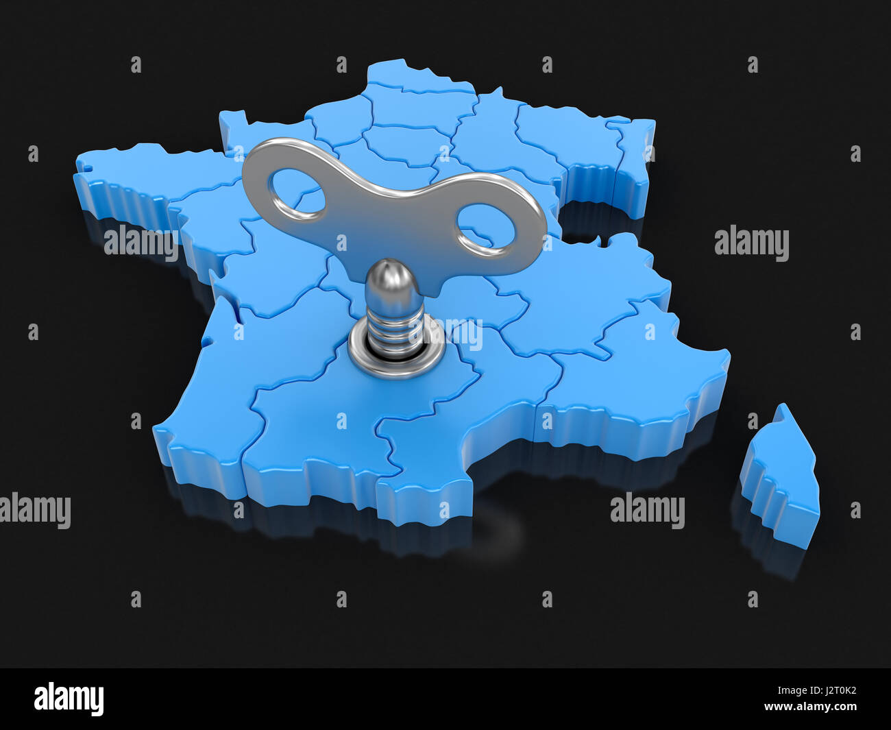 Map of France with winding key. Image with clipping path Stock Photo ...