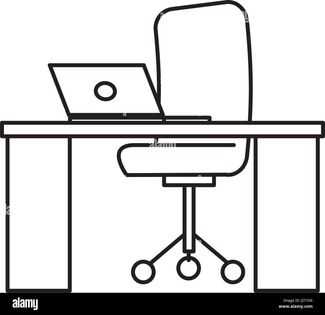 Front view office workplace Stock Vector Images - Alamy