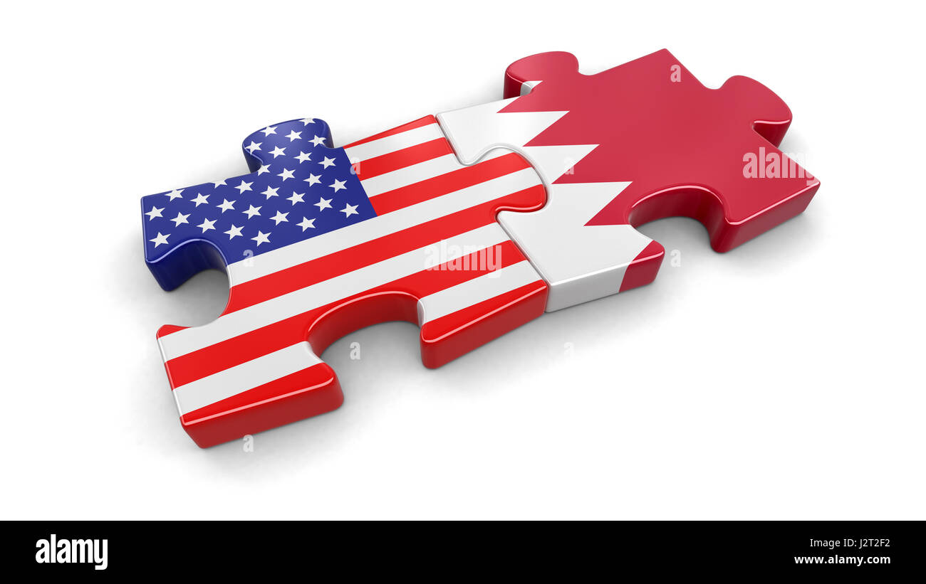 USA and Bahrain puzzle from flags. Image with clipping path Stock Photo ...