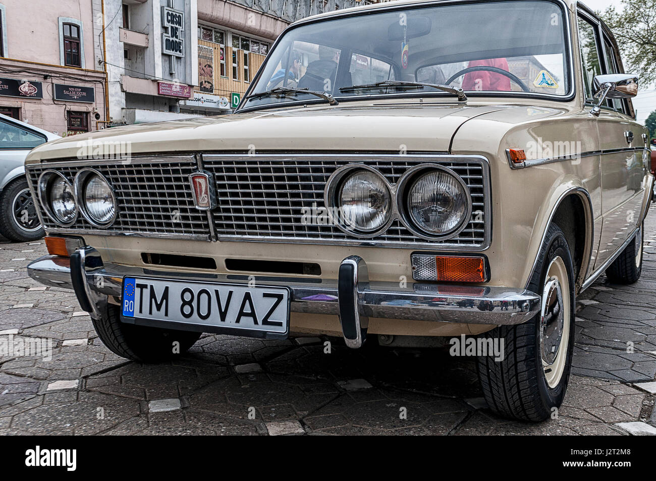 TIMISOARA ROMANIA - APRIL 22 2017: Old Lada displayed on a retro car ...