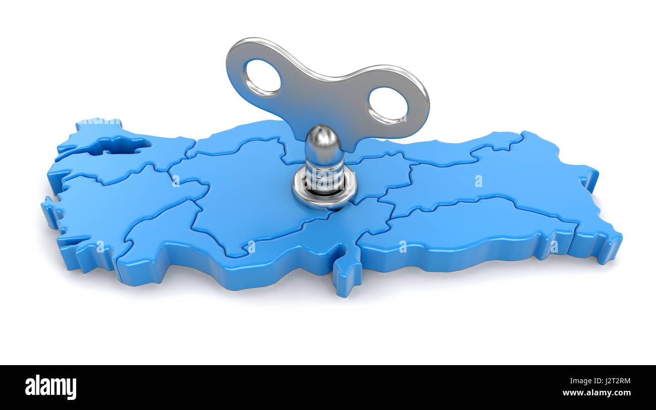 Map of Turkey with winding key. Image with clipping path Stock Photo ...