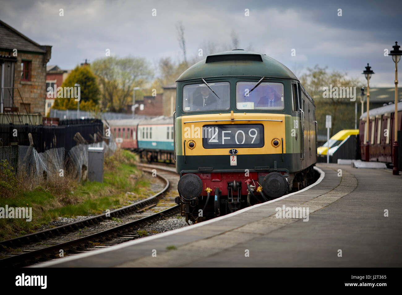 A class 47 locomotive and mk1 coach at Heywood on ELR East Lancashire ...