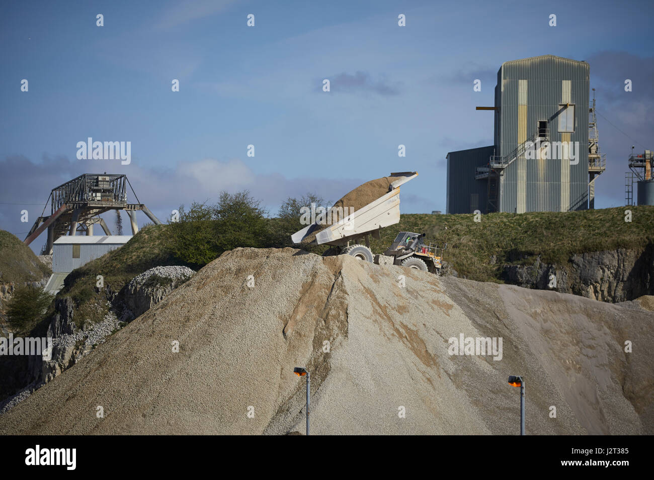 Dumper truck at Cemex Quarry in Dove Holes High Peak district of ...
