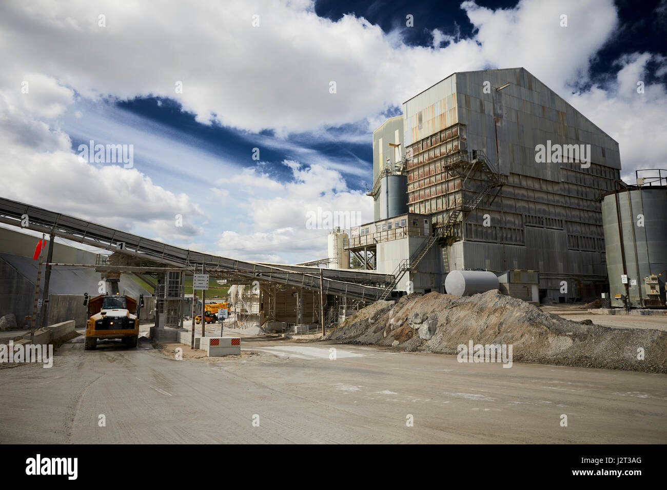 Dumper truck at Cemex Quarry in Dove Holes High Peak district of ...