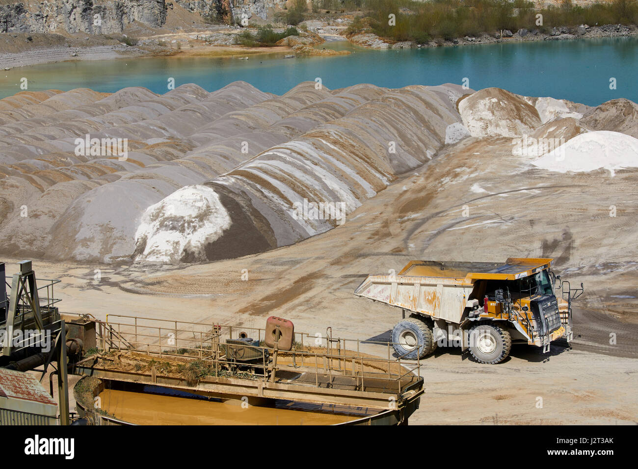 Dumper truck at Cemex Quarry in Dove Holes High Peak district of ...