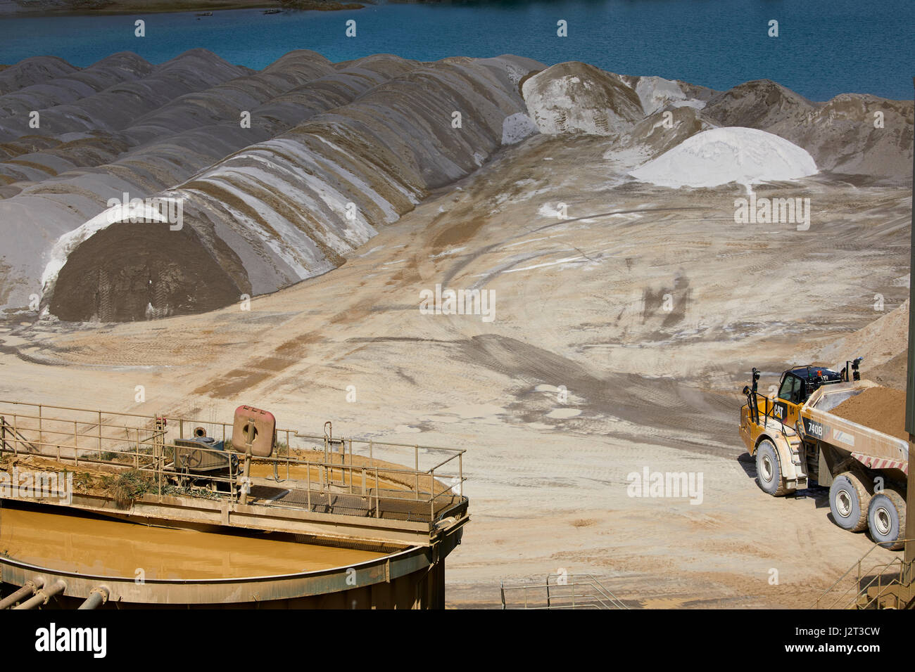 Dumper truck at Cemex Quarry in Dove Holes High Peak district of ...