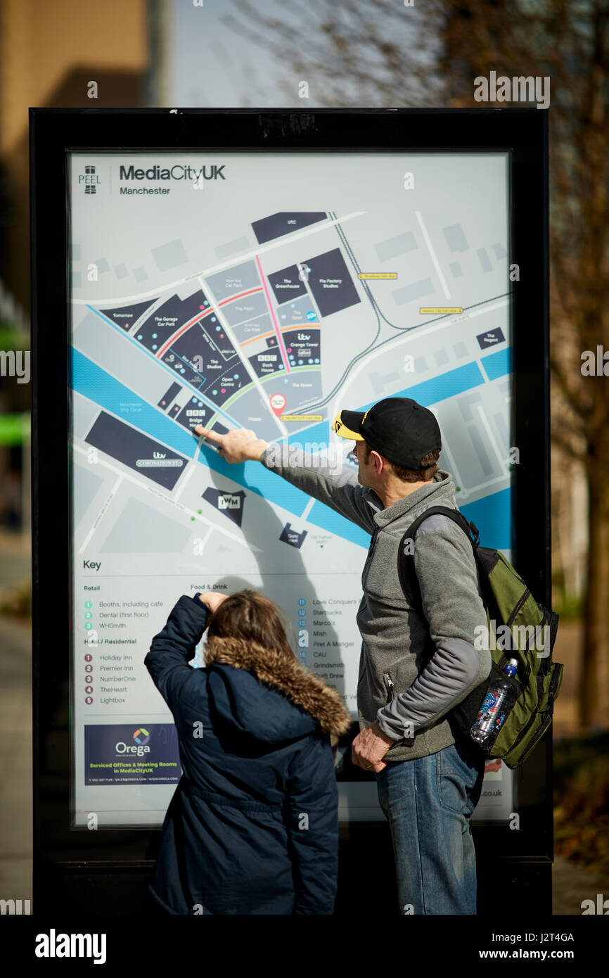 Map at MediacityUk at Salford Quays home to the BBC in the regenerated ...