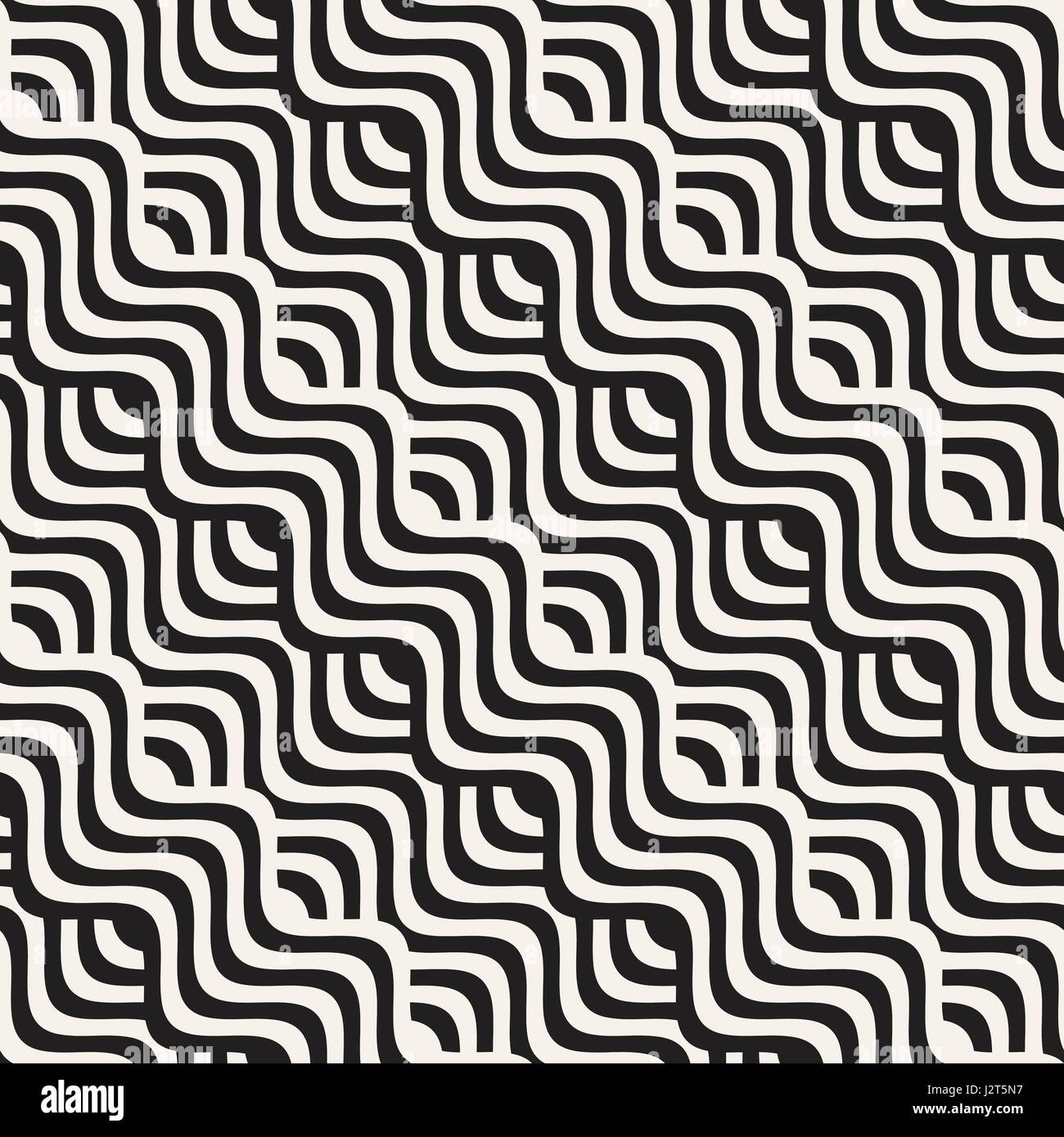 Abstract geometric pattern with wavy lines. Interlacing rounded stripes ...