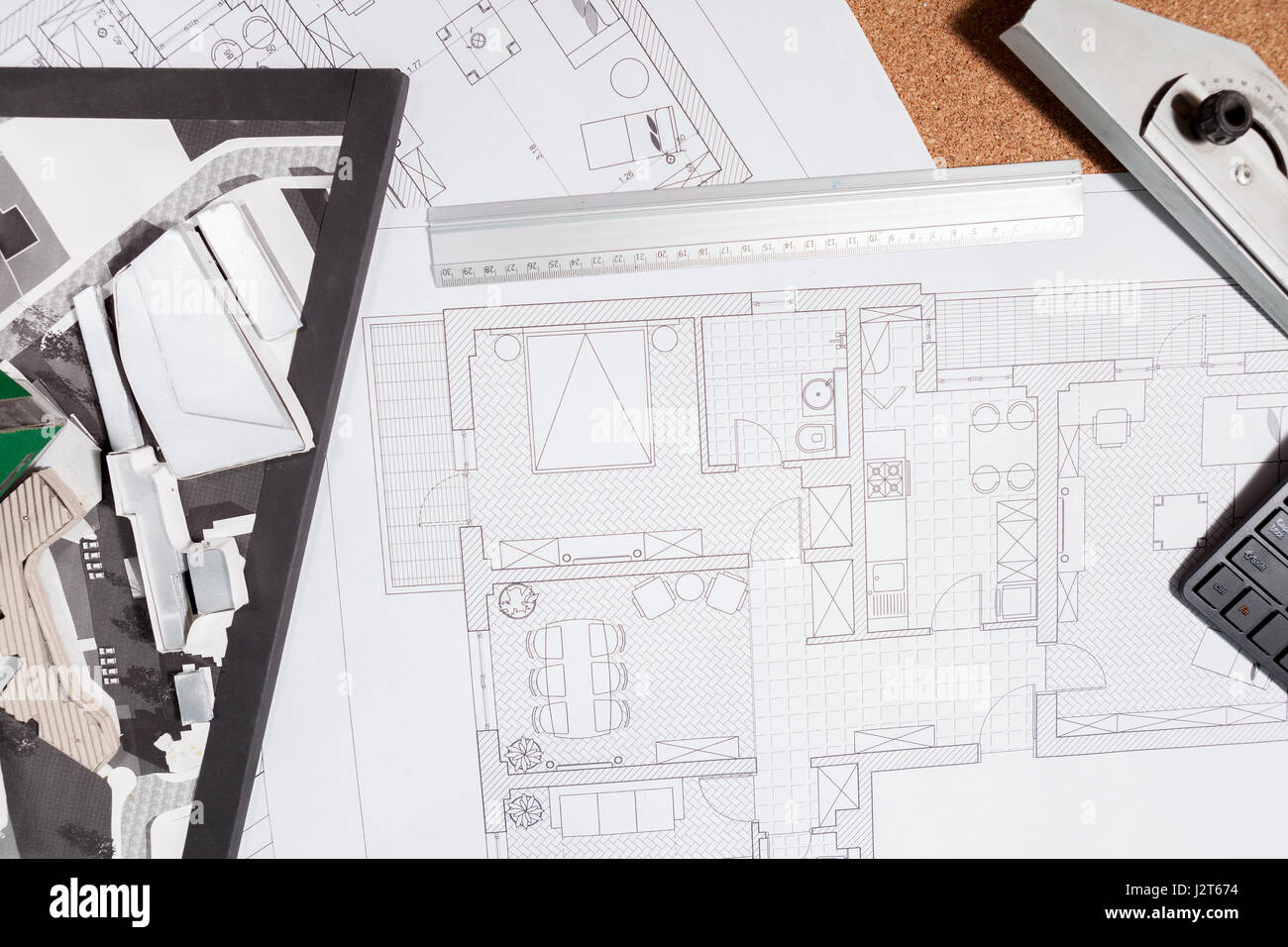 Blueprints on an architect table Stock Photo - Alamy