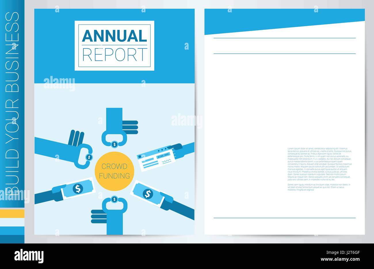 Crowdfunding book cover in A4 size template with flat design charts ...