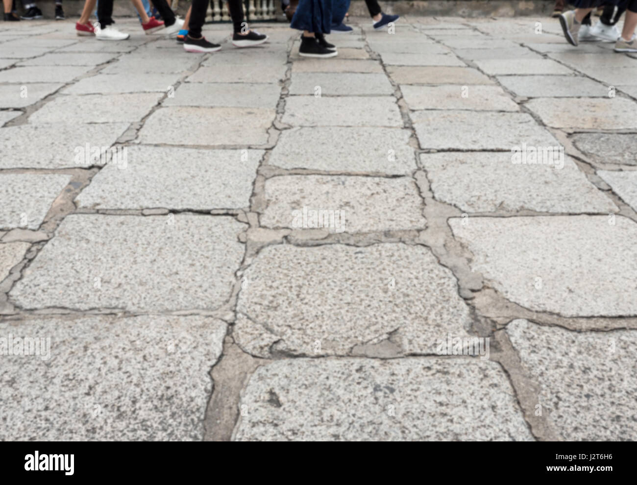 Stone tile path with the walker in the pedestrian way,grand palace ...