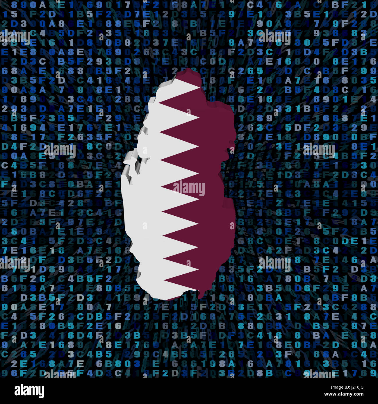 Qatar map flag on hex code illustration Stock Photo - Alamy