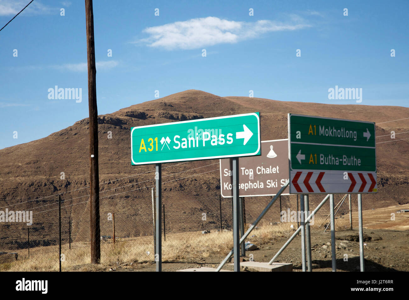 Sani Pass signboard South Africa Stock Photo - Alamy