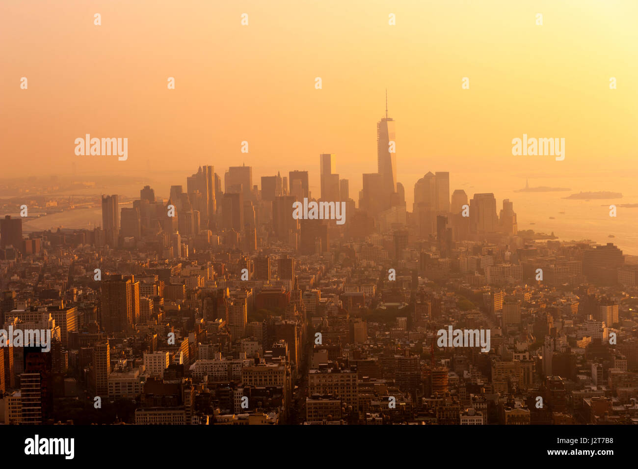 New York City skyline with urban skyscrapers at sunset Stock Photo - Alamy