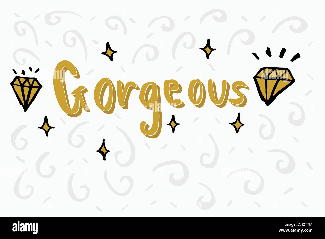 Gorgeous word lettering with hand drawn cute doodle elements Stock ...