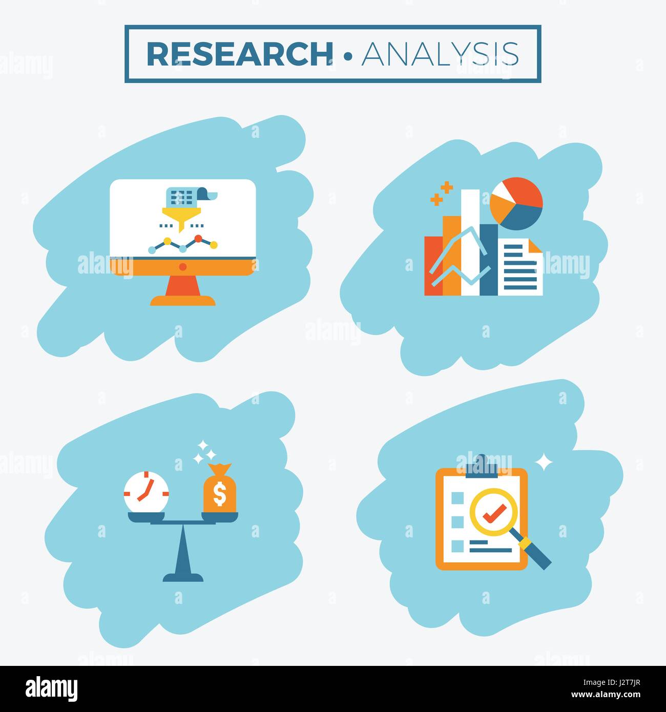 Research and analysis icon illustration concept in flat design for ...
