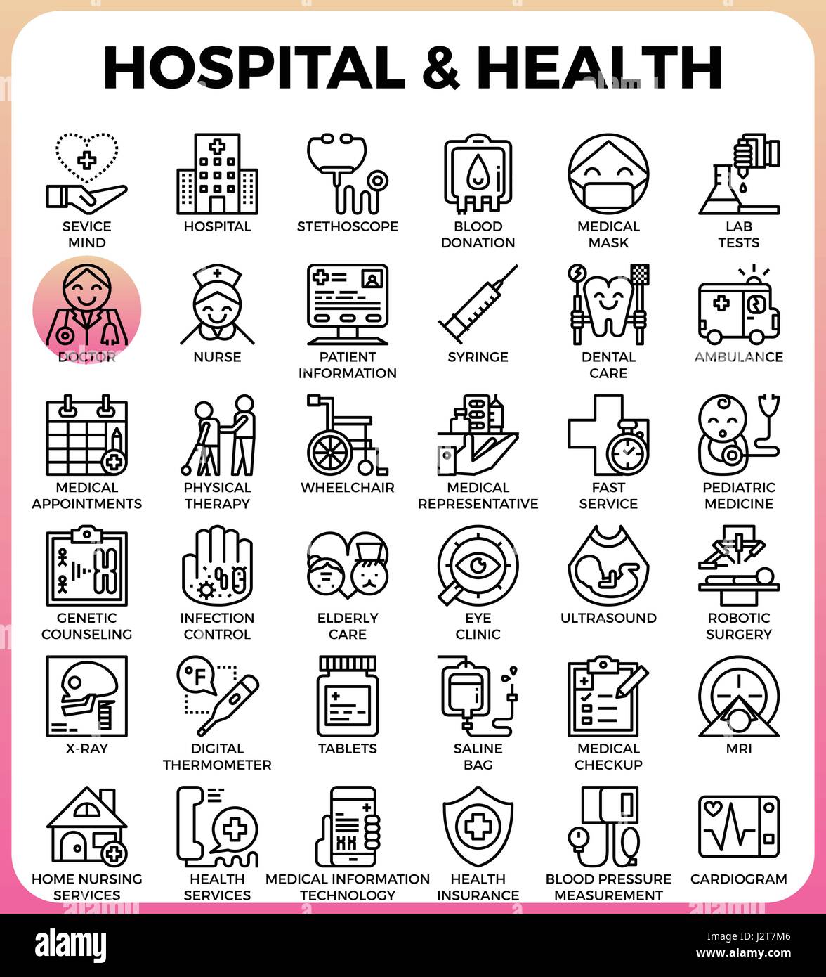 Hospital and Health concept detailed line icons set in modern line icon ...
