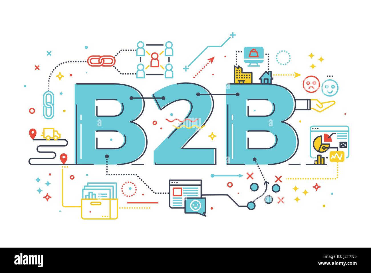 B2B : Business to business, word illustration for e-biz business ...