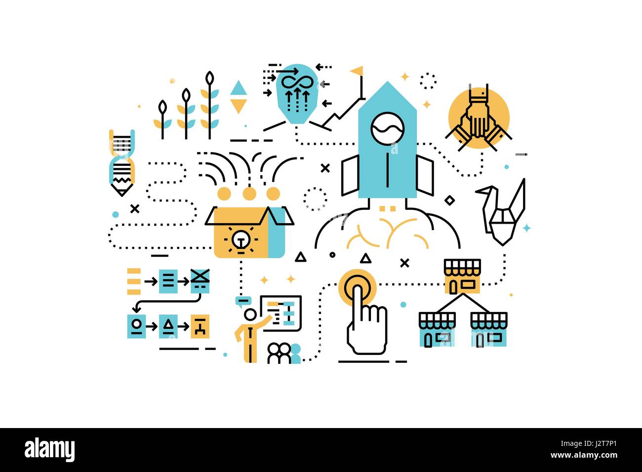 Startup business line icons illustration. Design in modern style with ...