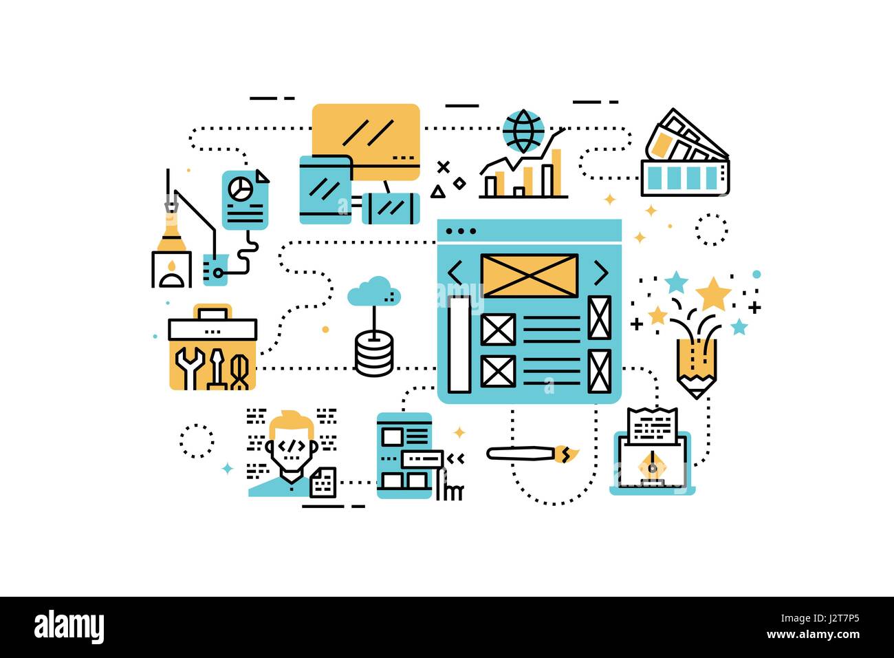 Web design line icons illustration. Design in modern style with related ...