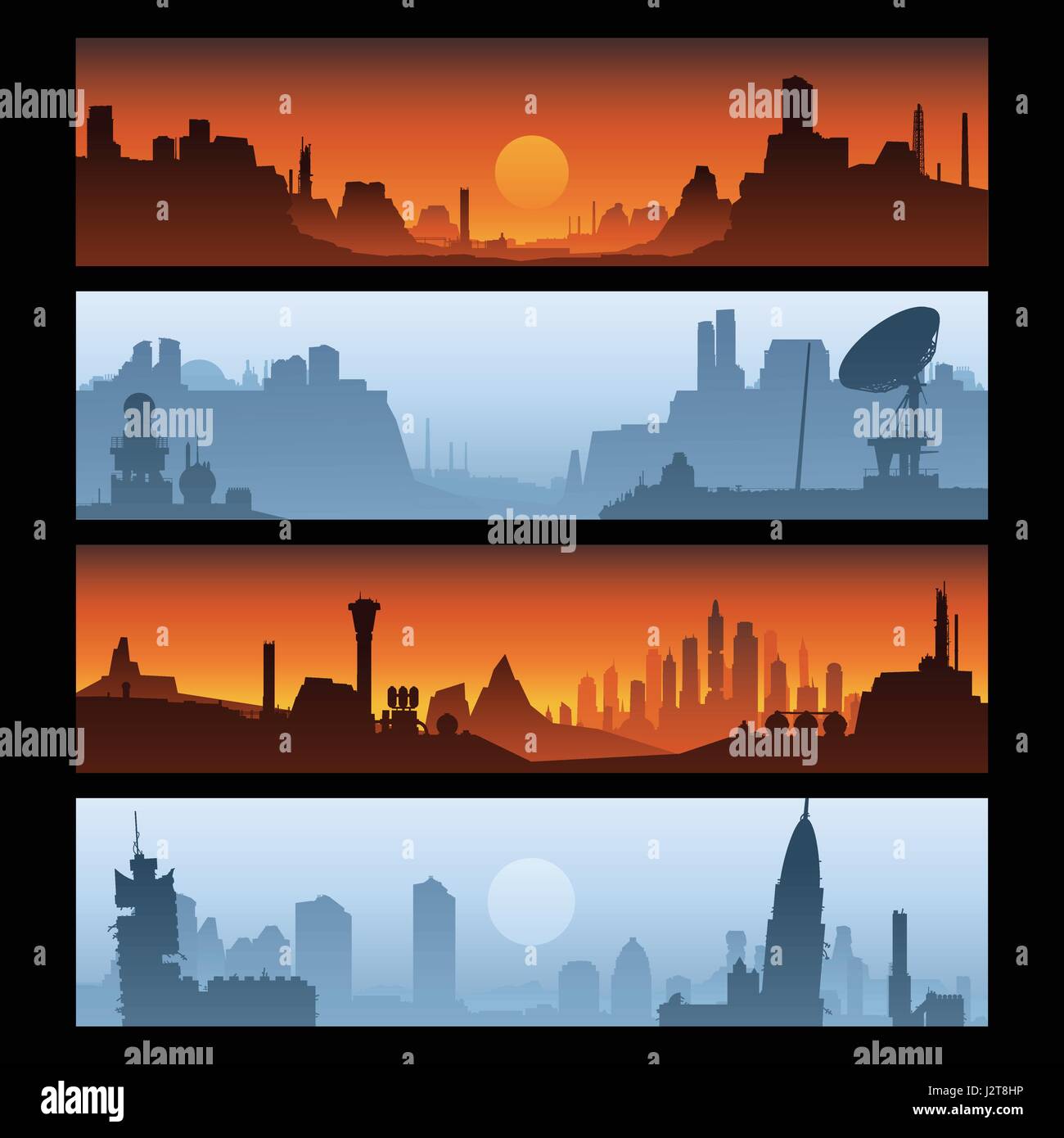 A set of cartoon backdrop banners of desolation Stock Vector Image ...